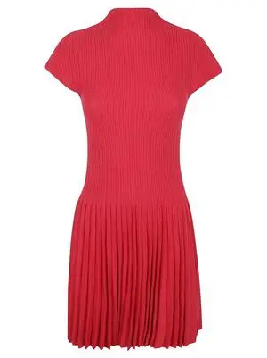 Magda Butrym Ribbed Knit Pleated Dress - Red