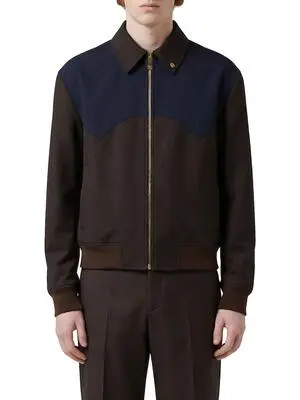 Versace Bi-wool Blend Bomber Jacket - Cocoa