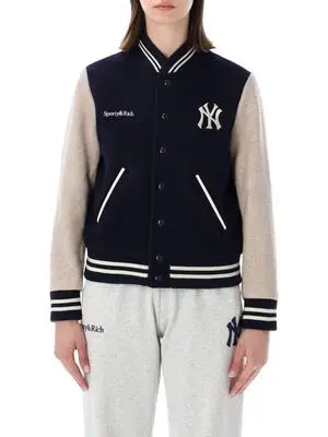 SPORTY & RICH Wool Bomber Jacket - Blue