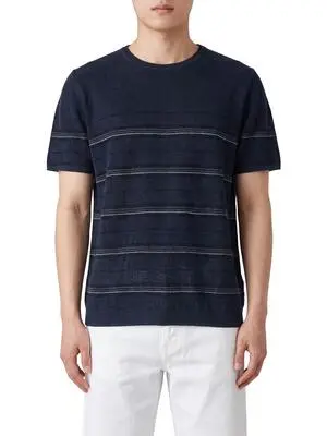 ROBERTO COLLINA Slim Fit Striped Linen Knit T-shirt - Blue