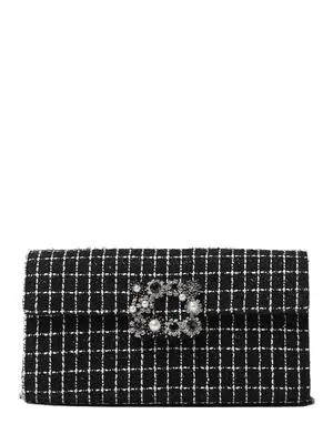 ROGER VIVIER Embellished Tweed Clutch - Black