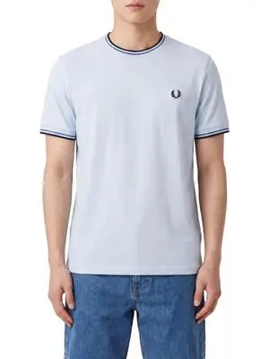 Fred Perry Cotton T-shirt With Logo Blue 3
