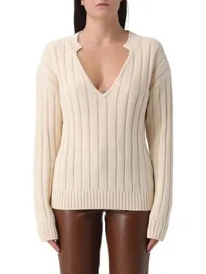 Patrizia Pepe Ribbed V-neck Pullover - White