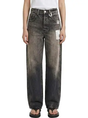 Mihara Yasuhiro Vintage Denim Jeans With Appliqués - Black