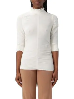 TWINSET Fine Knit Top With Ruffle Detail - White