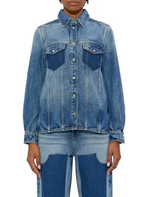 GANNI Cotton Long-sleeve Shirt - Denim