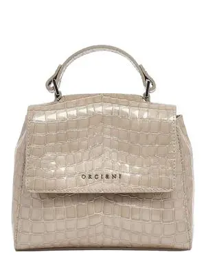 Orciani Crocodile Print Leather Sveva Bag - Sand