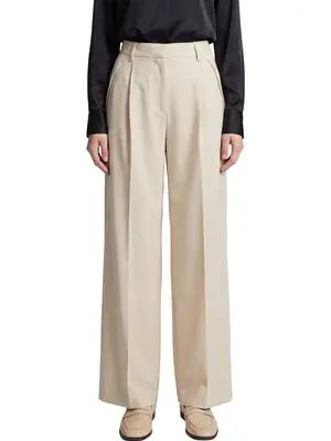Jacob Cohen High-waisted Palazzo Trousers In Silk And Viscose - Beige