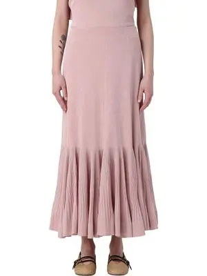 Zimmermann Viscose Blend Pleated Maxi Skirt - Pink