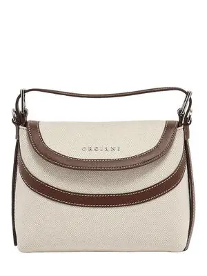 Orciani Canvas And Leather Nana Bag - Cocoa