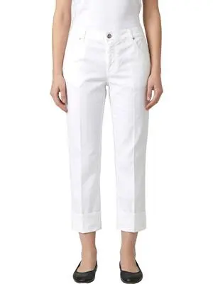 DONDUP Cropped Fit Stretch Denim Jeans - White