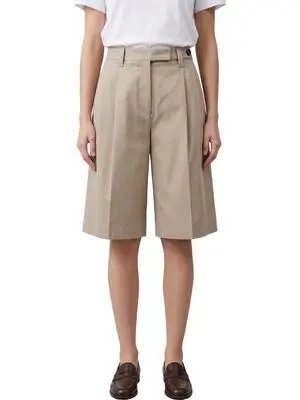 Brunello Cucinelli Cotton And Linen Tailored Knee-length Shorts - Sand