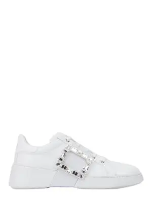 ROGER VIVIER Leather Trainers With Crystal Buckle - White