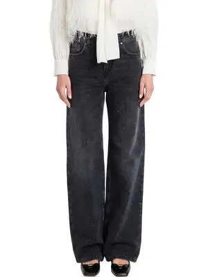 TWINSET Embellished Wide-leg Jeans - Black