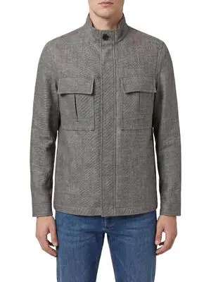 Zegna Lightweight Linen And Cashmere Jacket With High Neck - Black