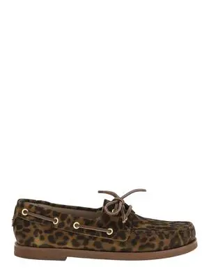 GIANVITO ROSSI Gianvito Rossi Leopard Print Suede Boat Loafers Multicolor