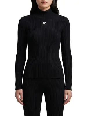 COURREGES Ribbed Turtleneck Top - Black