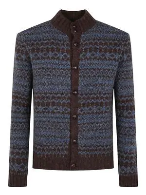 BALLANTYNE Patterned Knit Cardigan - Blue