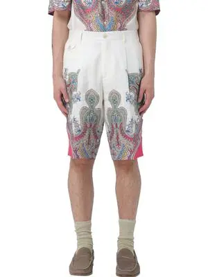 Etro Tailored Linen Shorts With Paisley Print - Red