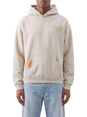 GALLERY DEPT. Relaxed Fit Cotton Logo Print Hooded Sweatshirt - Grey