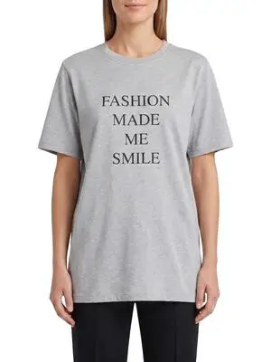 Victoria Beckham Cotton T-shirt With Slogan Print - Grey