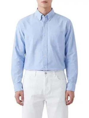 SEBAGO Long-sleeve Cotton Shirt With Button-down Collar And Patch Pocket - Gnawed Blue
