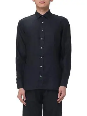 LARDINI Basic Linen Blend Shirt - Black