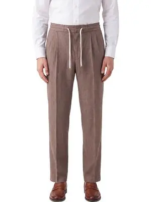 Brunello Cucinelli Drawstring Trousers In Linen And Virgin Wool - Hazel