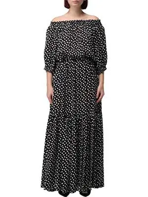 CRIDA MILANO Formentera Polka Dot Maxi Dress - Black