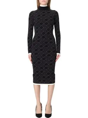 Elisabetta Franchi Geometric Knit Midi Dress - Black