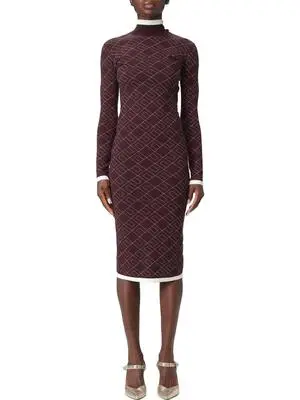 Elisabetta Franchi Geometric Knit Midi Dress - Wine
