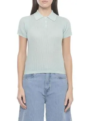 Guest In Residence Ribbed Knit Polo Shirt - Water