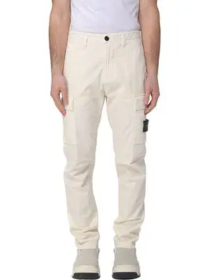 Stone Island Stretch Cotton Cargo Trousers - White