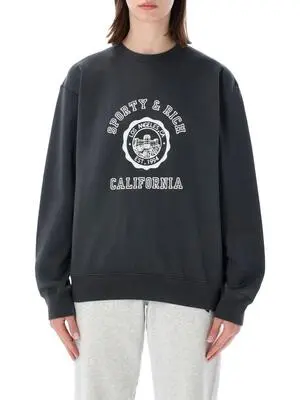 SPORTY & RICH Crewneck Sweatshirt With Logo Print - Black