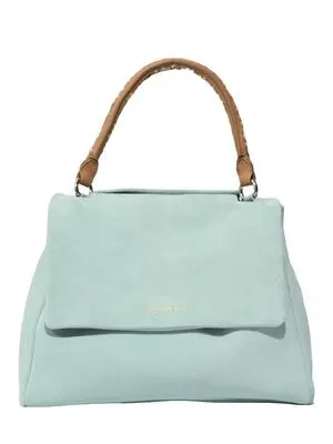 Orciani Sveva Soft Suede Bag With Embroidered Handle - Gnawed Blue