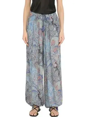 Etro Silk Blend Paisley Print Wide Leg Trousers - Blue
