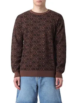 Moschino All-over Logo Print Crewneck Sweater - Brown