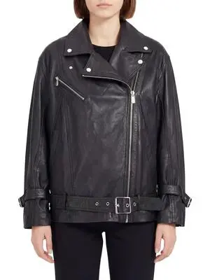 Pinko Leather Biker Jacket - Black