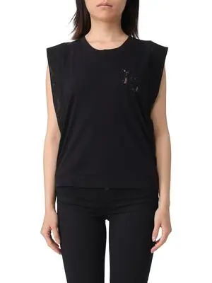 Liu Jo Cotton T-shirt With Rhinestone Logo - Black