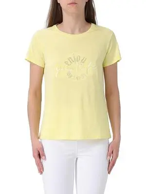 Liu Jo Cotton T-shirt With Rhinestone Logo - Yellow
