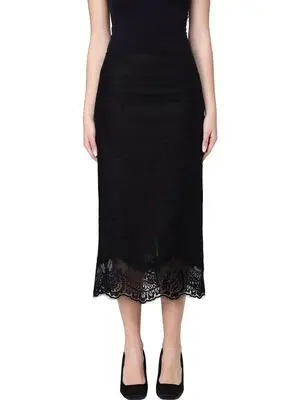 TWINSET Lace Insert Pencil Midi Skirt - Black
