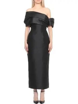 Solace London Satin Midi Dress - Black