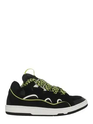 LANVIN Curb Leather And Mesh Low Top Sneakers - White 1