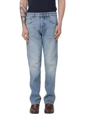 LARDINI Straight Leg Stretch Denim Jeans - Gnawed Blue