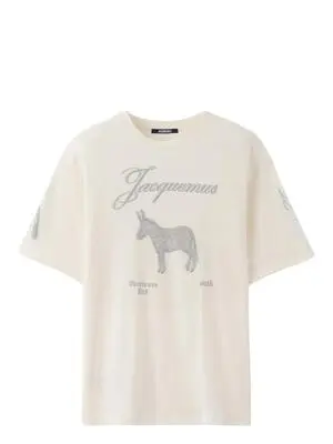 Jacquemus Cotton Crewneck T-shirt With Logo - Ivory
