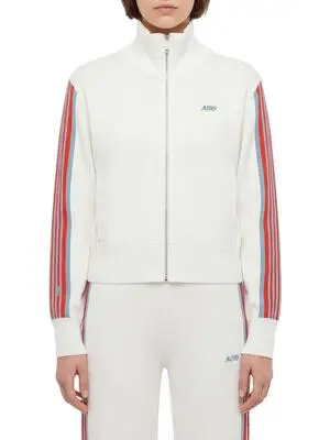 AUTRY Viscose Blend Zip-up Sweatshirt With Logo - White