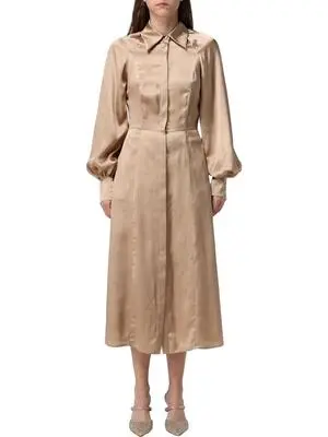 CRIDA MILANO Crida Milano Windsor Satin Midi Shirt Dress Gold