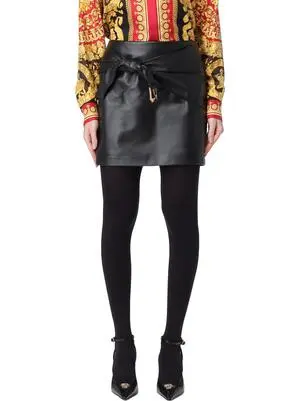 Versace Leather Wrap Skirt - Black