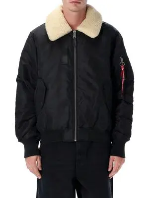 Alpha Industries Bomber Jacket With Shearling Collar - Black
