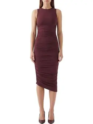 Wolford Asymmetrical Stretch Jersey Midi Dress - Plum